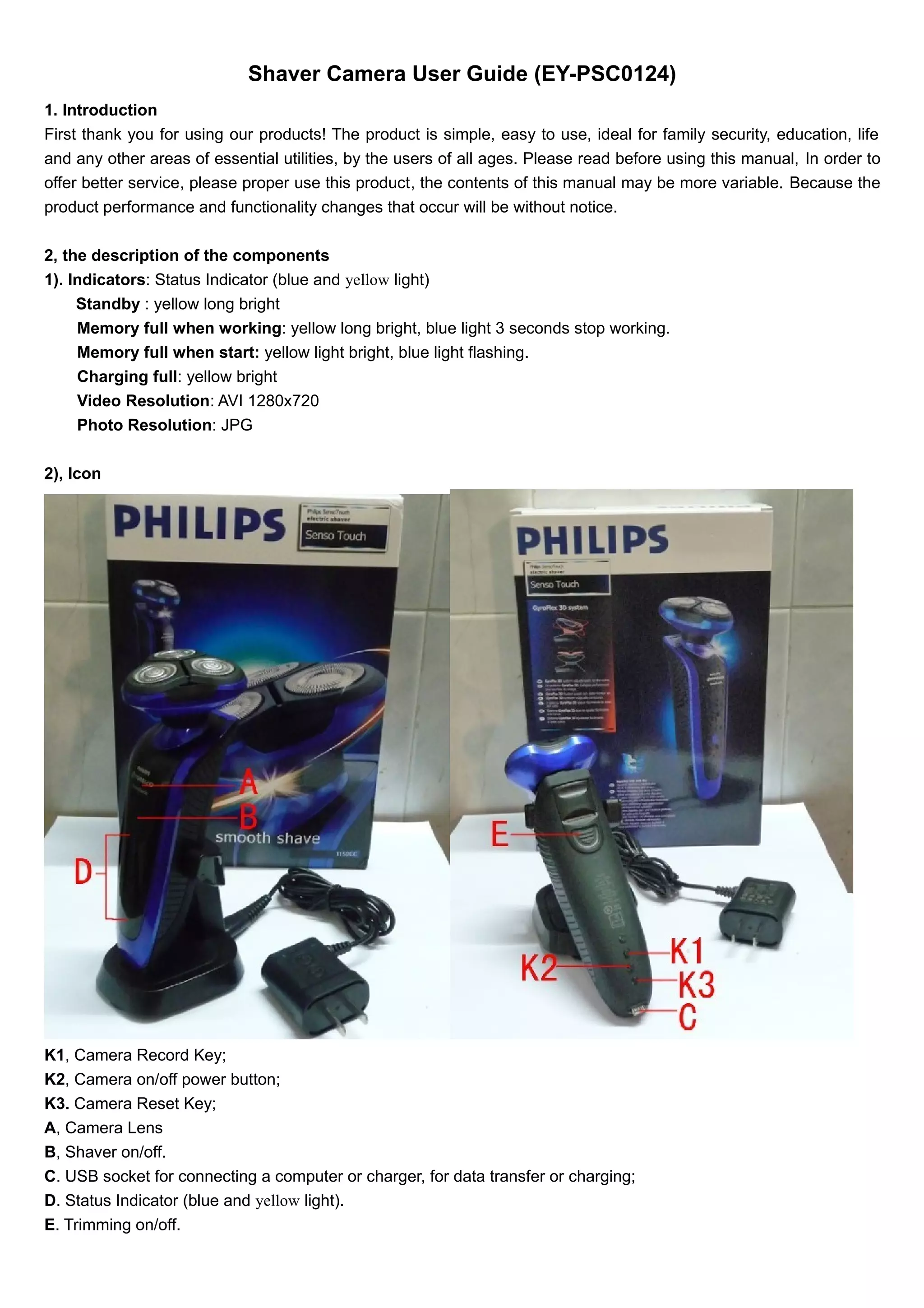 Waterproof Bathroom Shaver camera user guide (ey psc0124)-Shower Spy ...