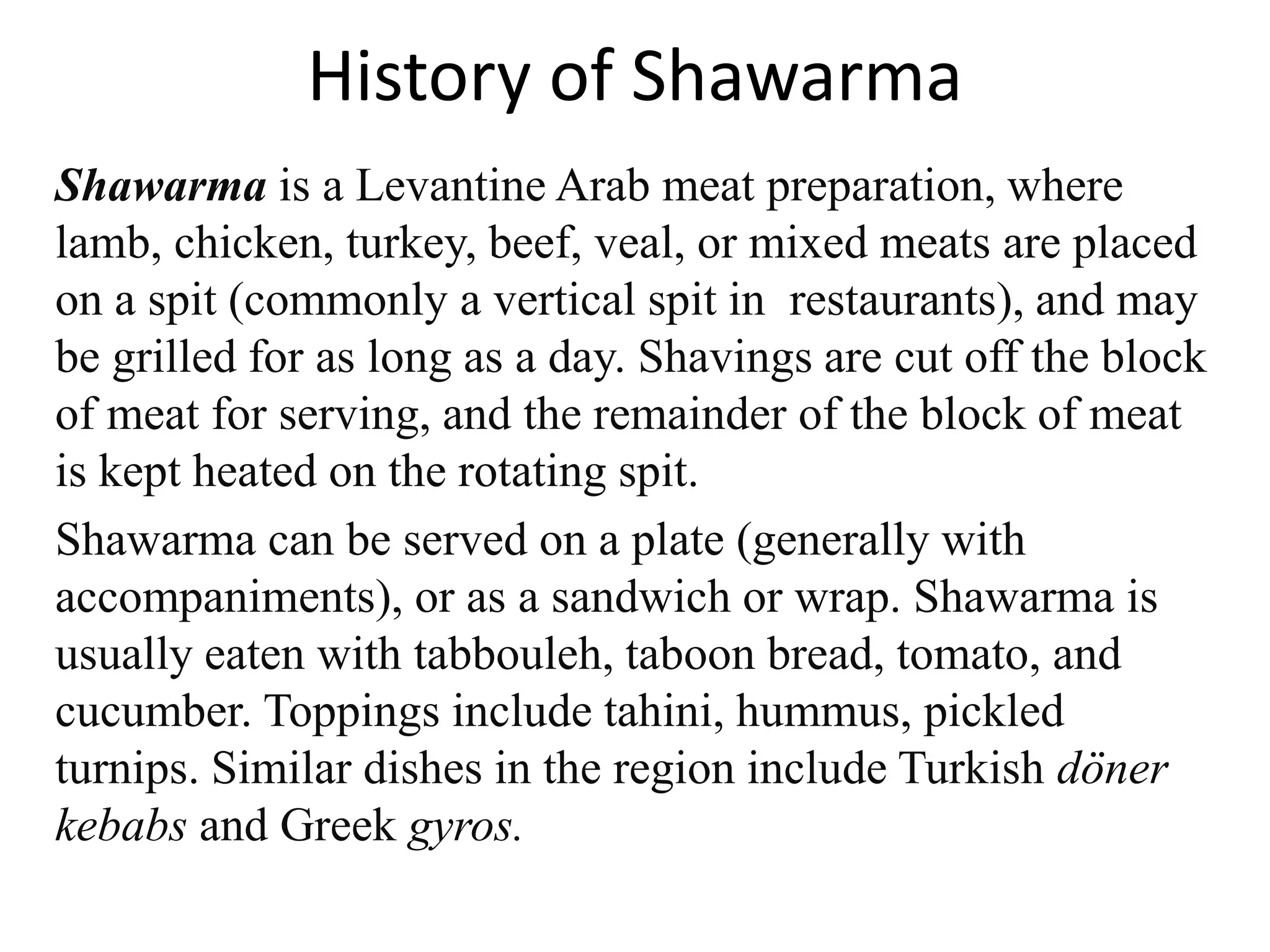 Shawarma history | PPTX