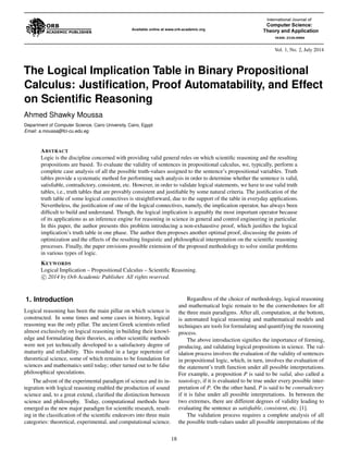 The Logical Implication Table in Binary Propositional Calculus ...