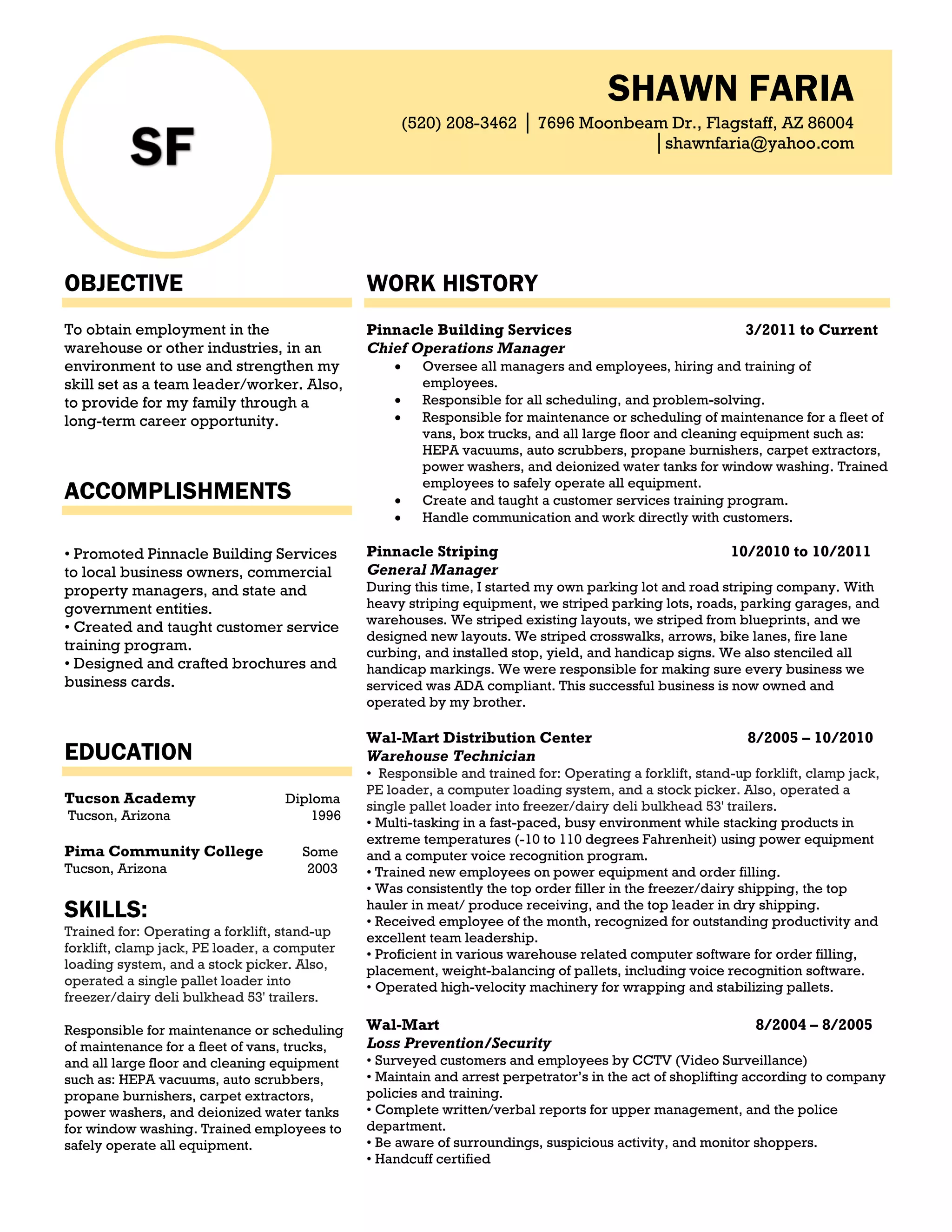 Shawn Faria's Resume | PDF