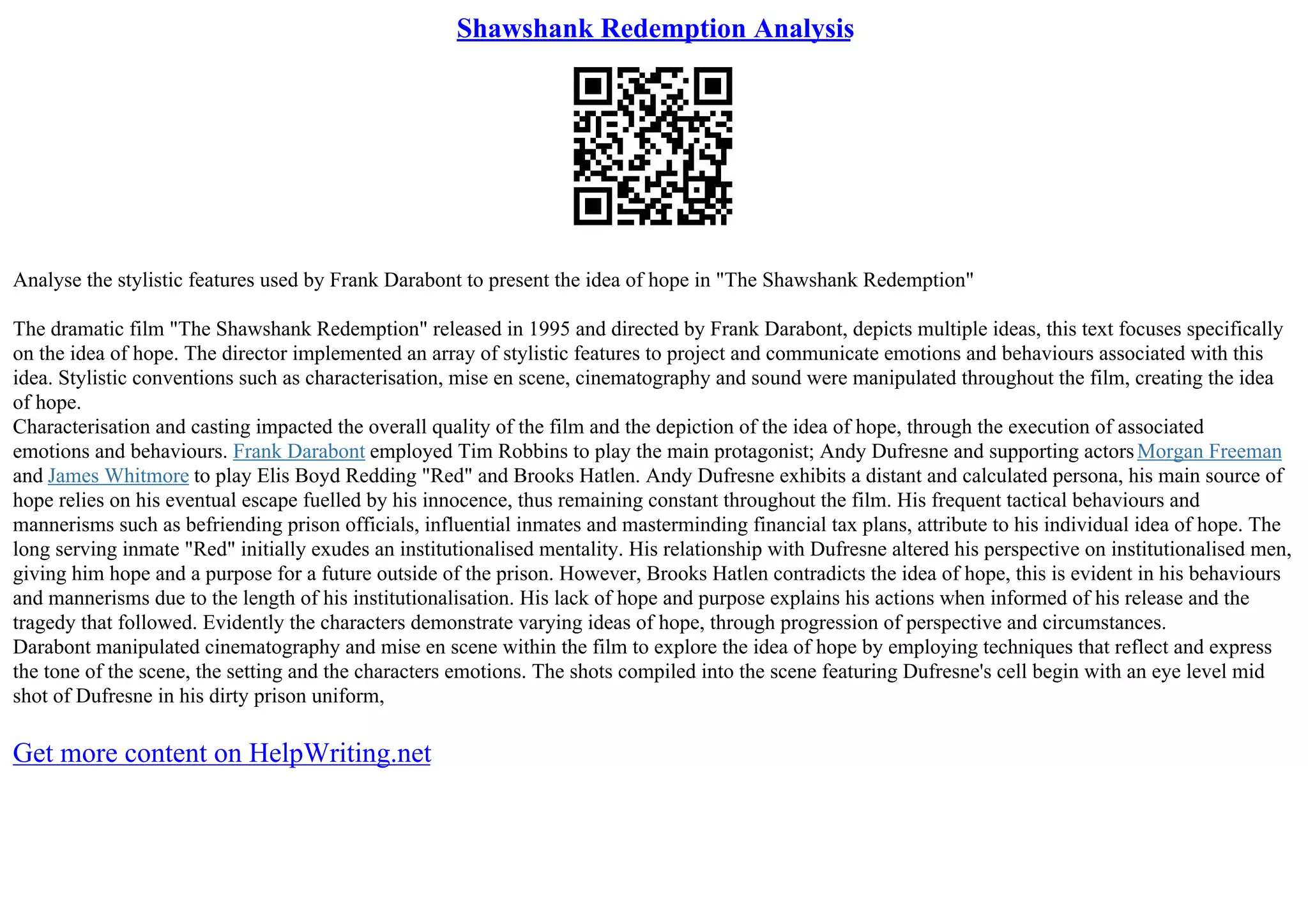 Shawshank Redemption Analysis | PPT