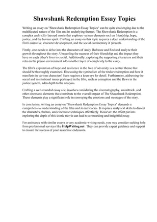 Shawshank Redemption Essay Topics.pdf