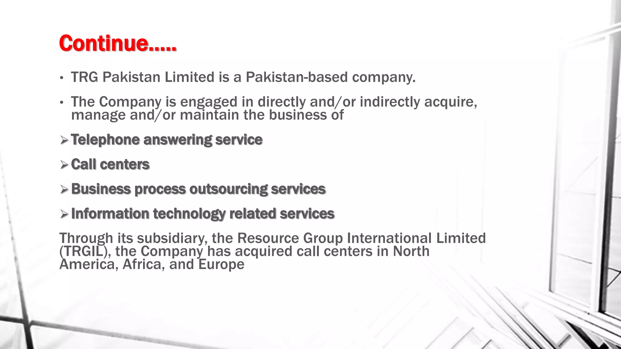 TRG Pakistan LTD | PPTX