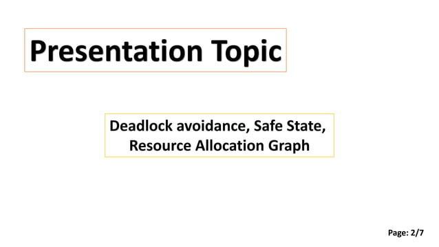 Deadlock Avoidance Safe State Resource Allocation Graph Algorithm Pptx