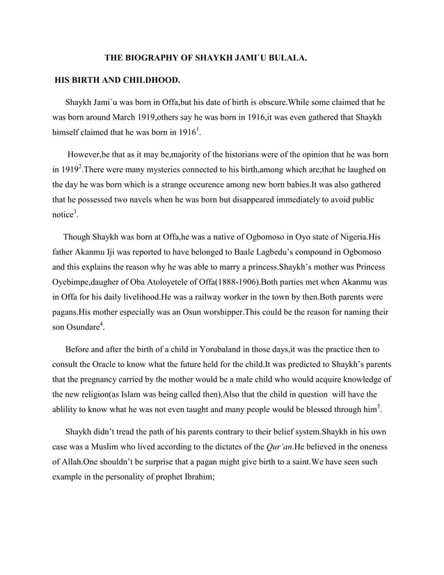 Shaykh Bulala's Biography | DOCX