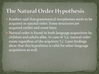 Krashen Five Hypothesis-Second language aquisition- Shaim Chaudry | PPT