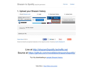 Shazam to Spotify - spike/demo web project | PPT