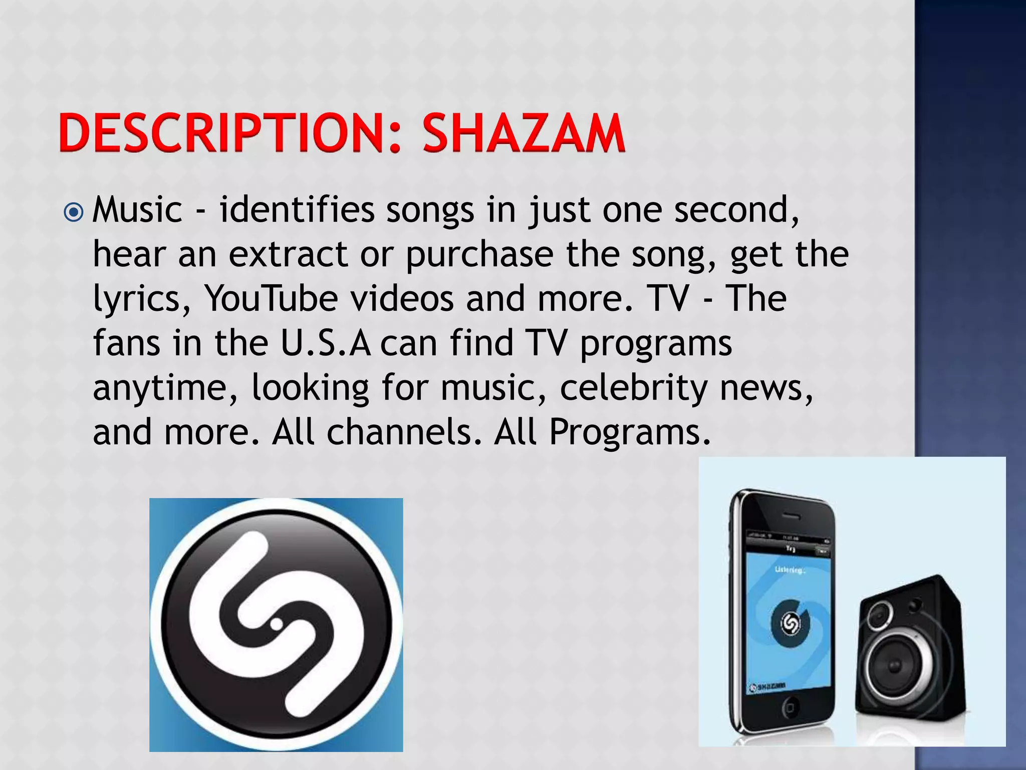 Shazam treball tecno | PPTX