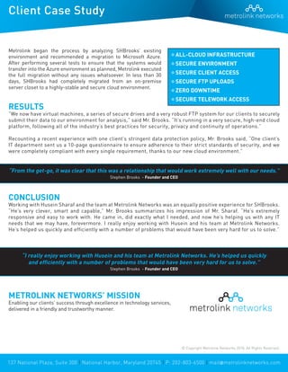 Metrolink Networks - Cloud Migration Case Study: SHBrooks | PDF