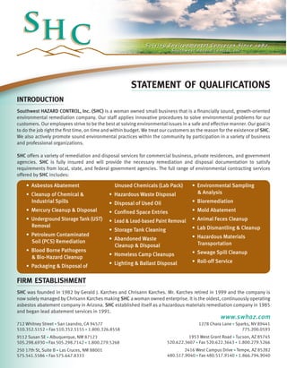 SHC Statement Of Qualifications- Asbestos | PDF