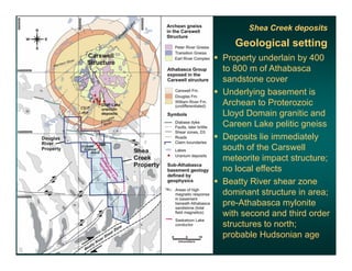 Geology of the Shea Creek uranium deposits: an expanding uranium ...