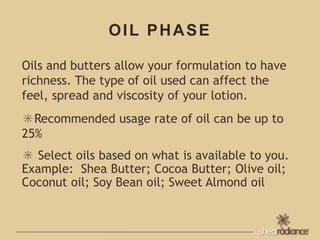 Shea radiance lotion making theory gsa | PDF