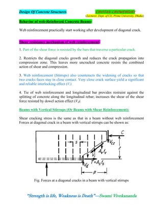 Shear & diagonal tension in beam by chotan chowdhury(ce 313 2nd e-sp-21 ...