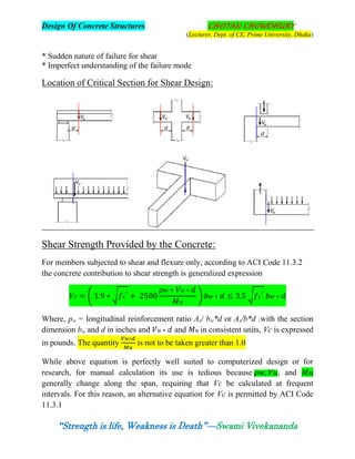 Shear & diagonal tension in beam by chotan chowdhury(ce 313 2nd e-sp-21 ...