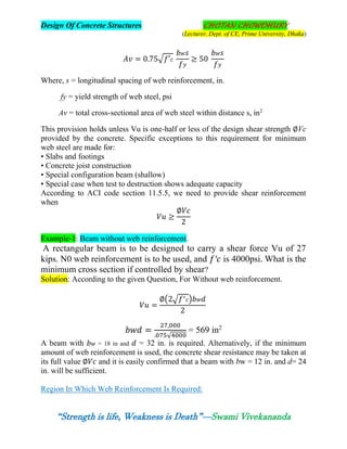 Shear & diagonal tension in beam by chotan chowdhury(ce 313 2nd e-sp-21 ...
