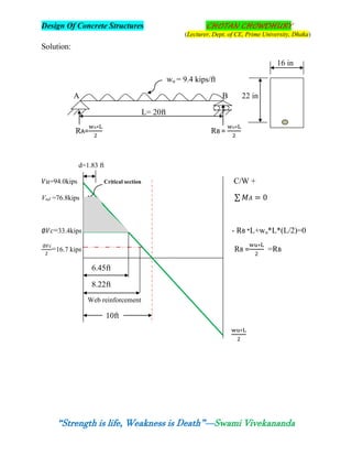 Shear & diagonal tension in beam by chotan chowdhury(ce 313 2nd e-sp-21 ...