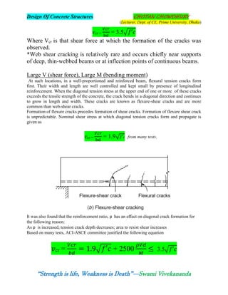 Shear & diagonal tension in beam by chotan chowdhury(ce 313 2nd e-sp-21 ...