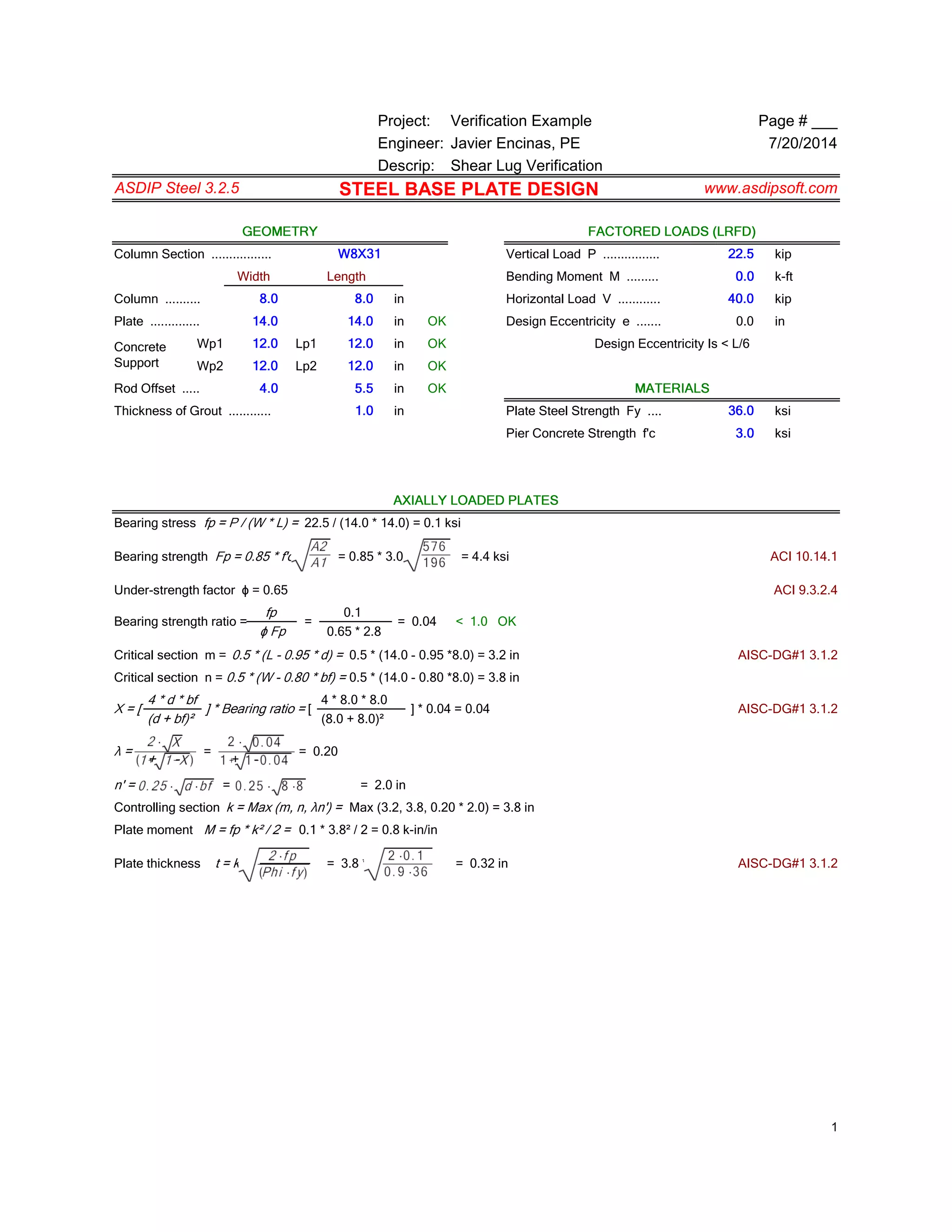 Shear lug verification example | PDF