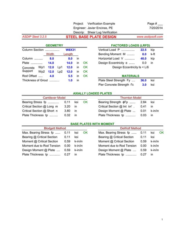 Shear lug verification example | PDF | Physics | Science