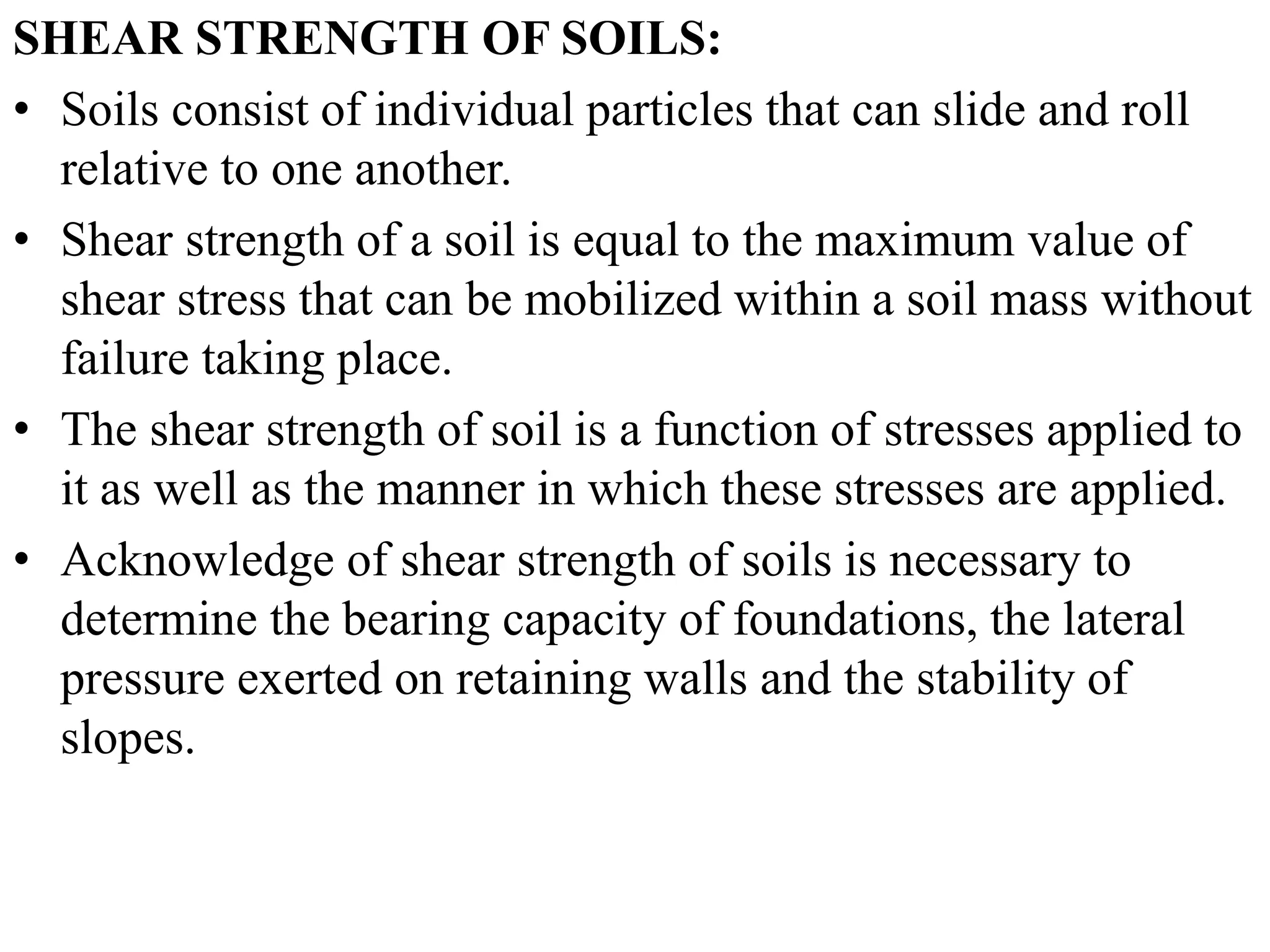 Shear strength of soils | PPTX