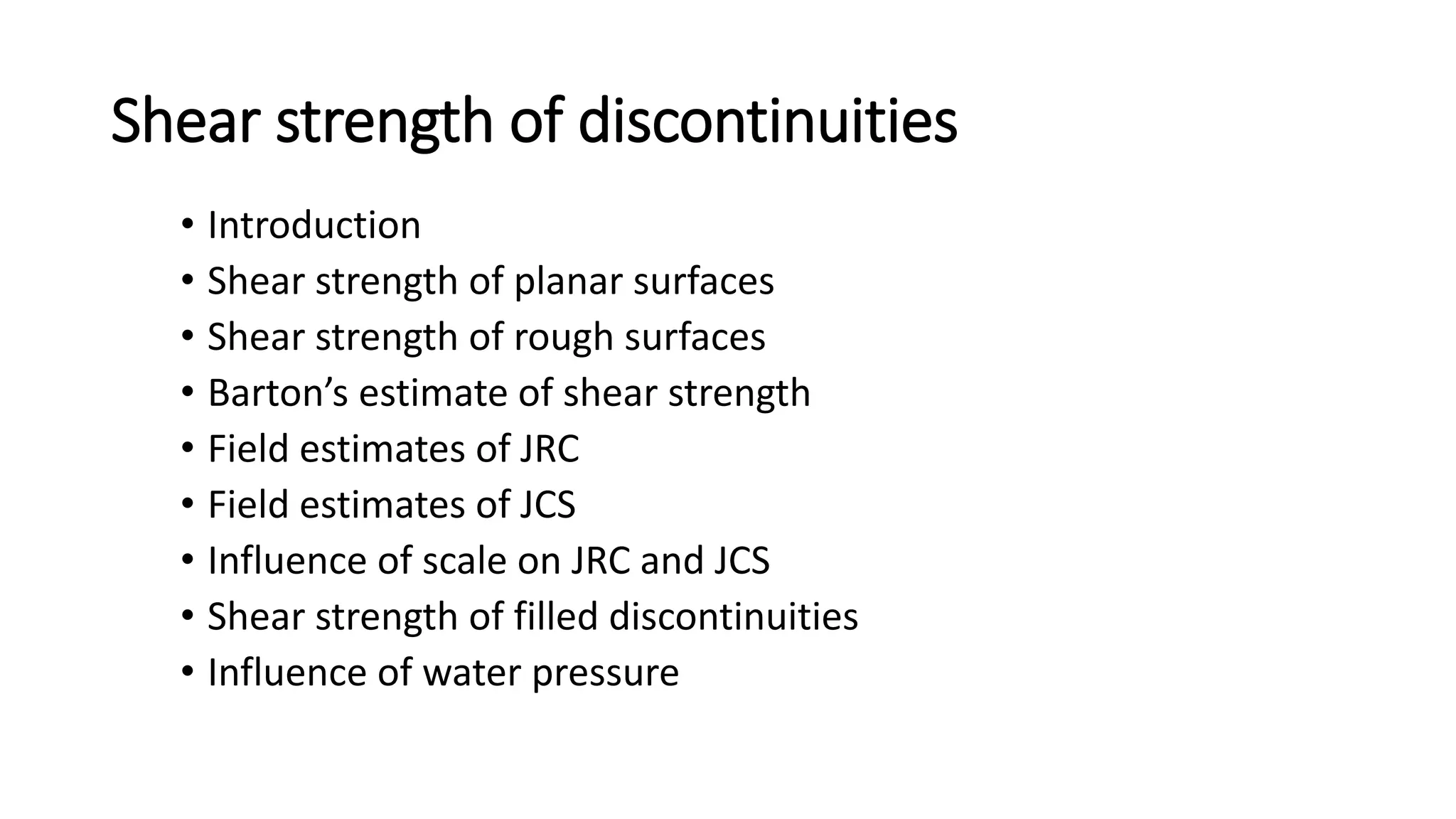 Shear strength of rock discontinuities | PDF