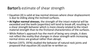 Shear strength of rock discontinuities | PDF