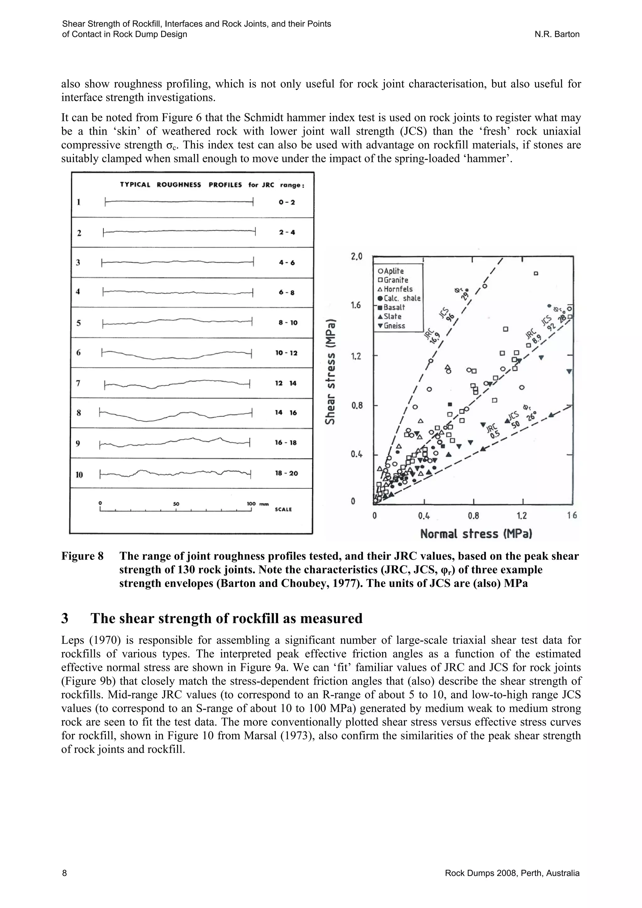 Shear Strength Of Rockfill, Interfaces And Rock Joints, And Their ...