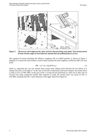 Shear Strength Of Rockfill, Interfaces And Rock Joints, And Their ...