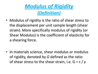 Shear stress strain curve & modulus of rigidity (10.01.03.039) | PPT