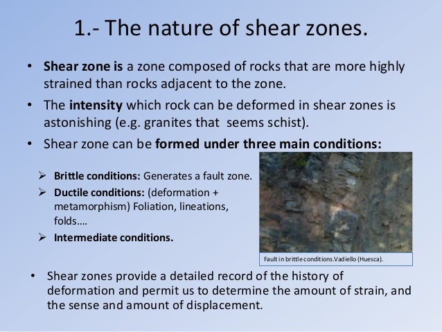 Shear zones.