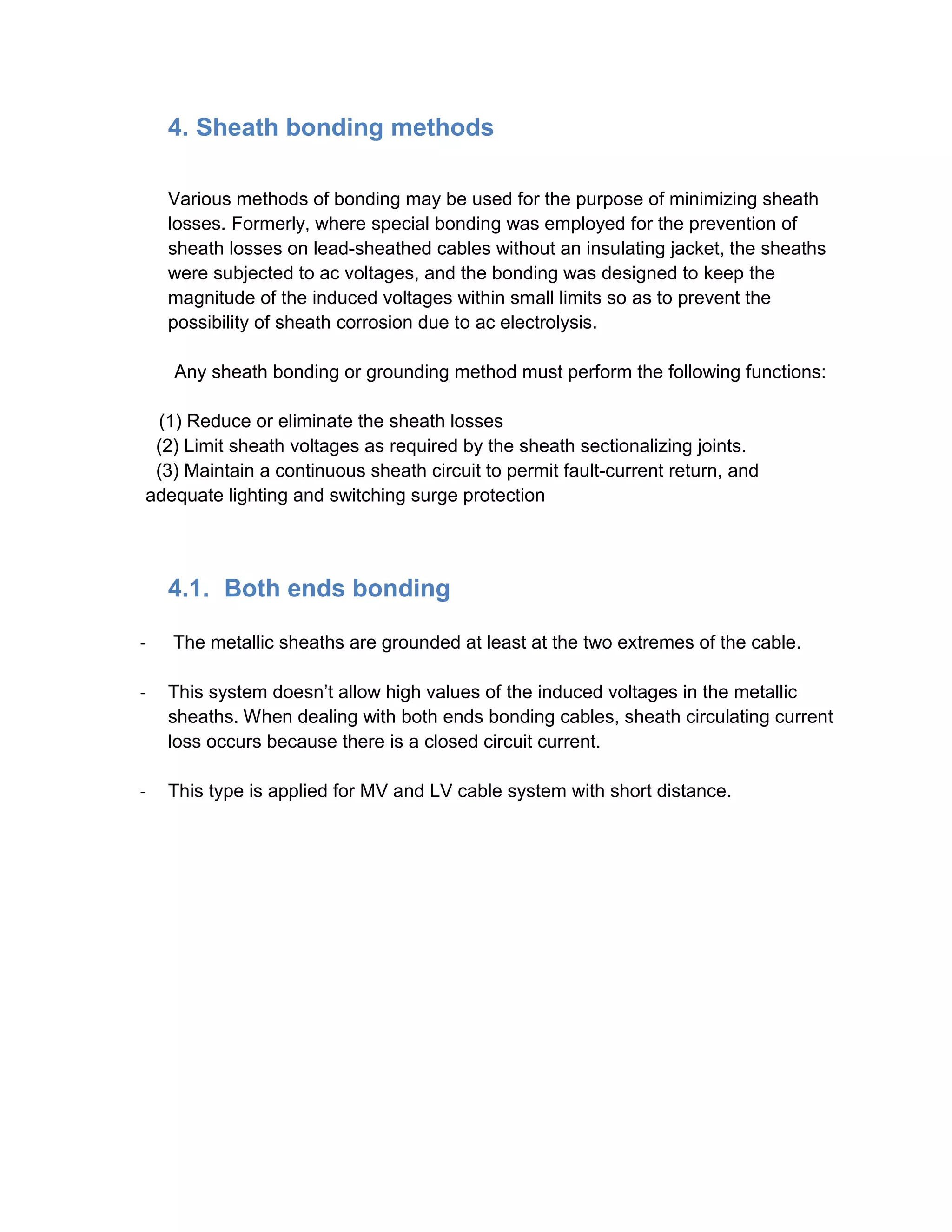 Sheath bonding method for underground cables | PDF