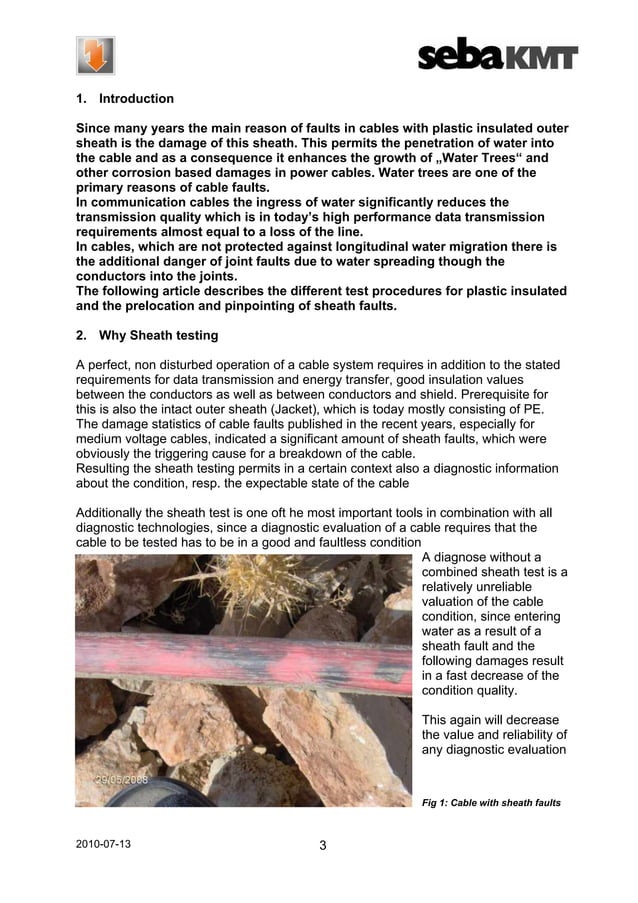 Sheath Fault Location On Power Cables - Sheath Testing, Sheath Fault ...