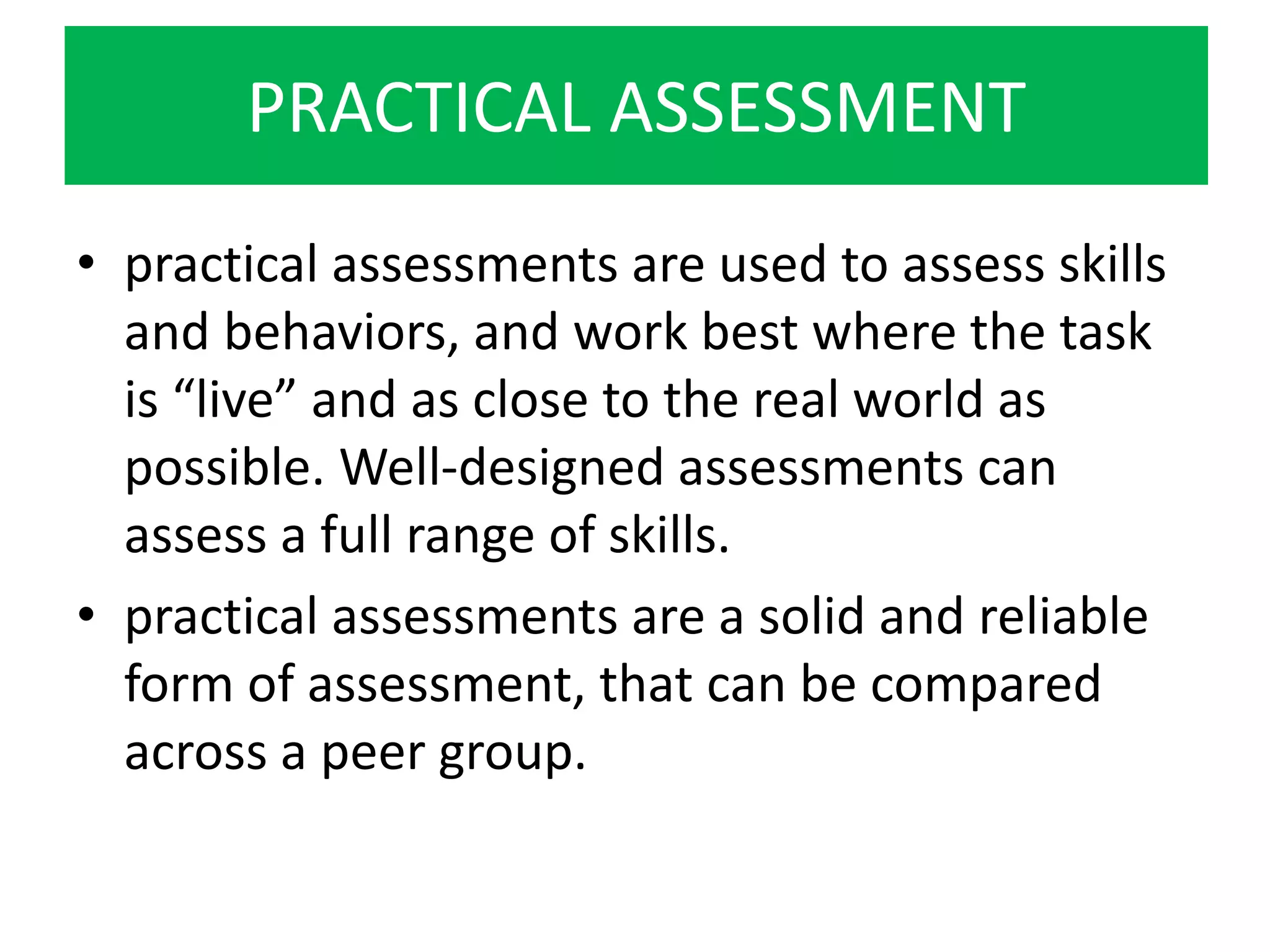 Practical Learning and assessment | PPTX