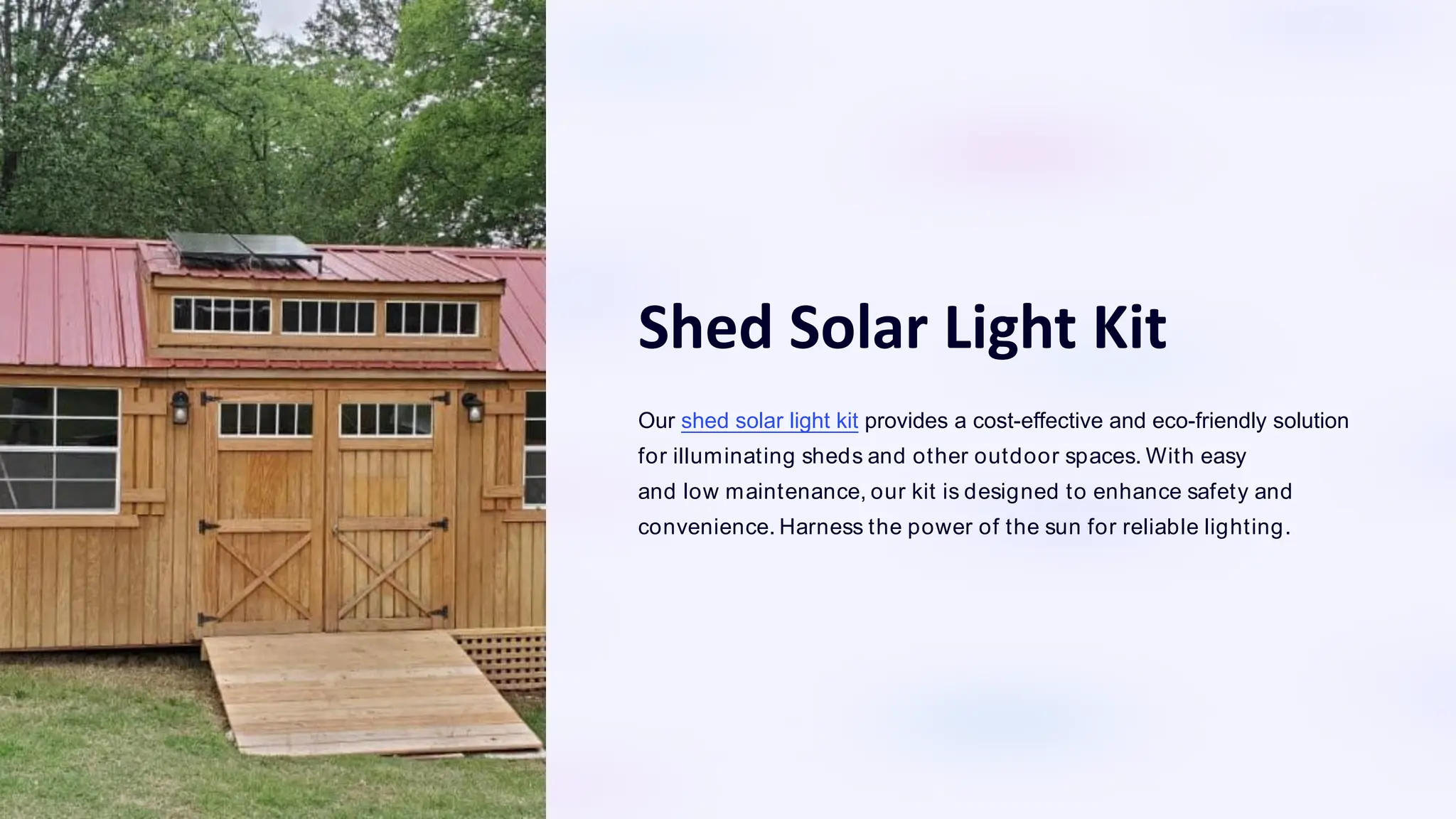 Solar Shed Lighting Systems - Sun In One | PPT