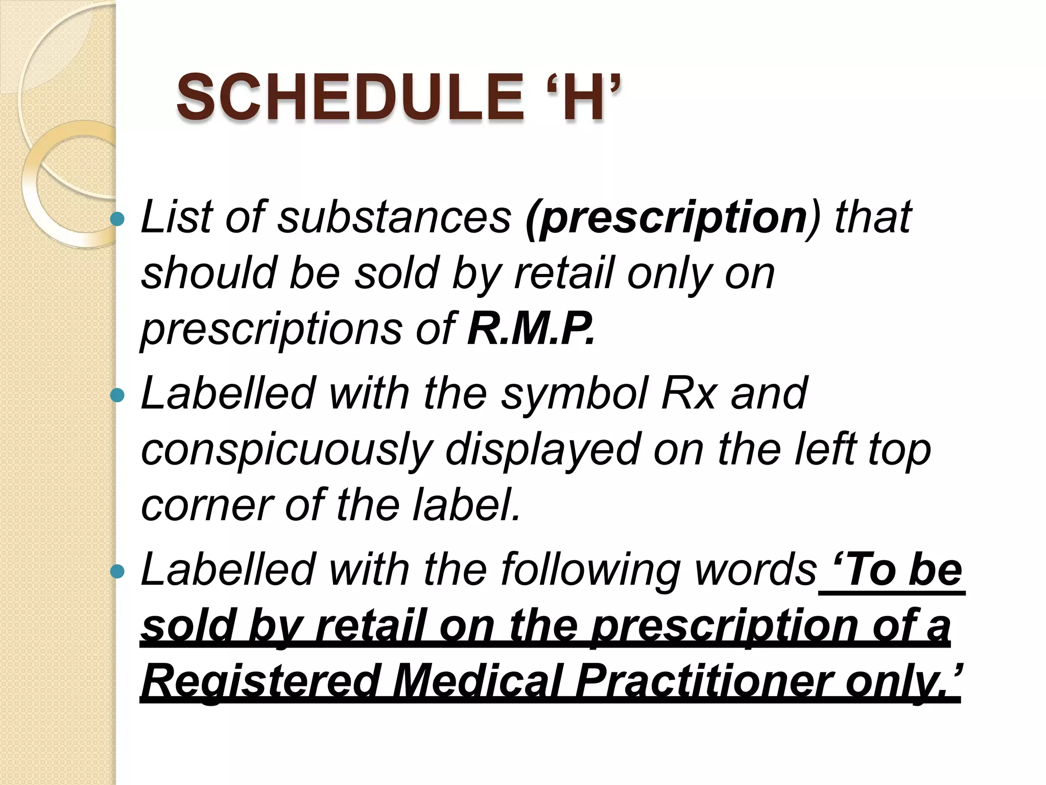Schedules of Pharmacy | PPTX