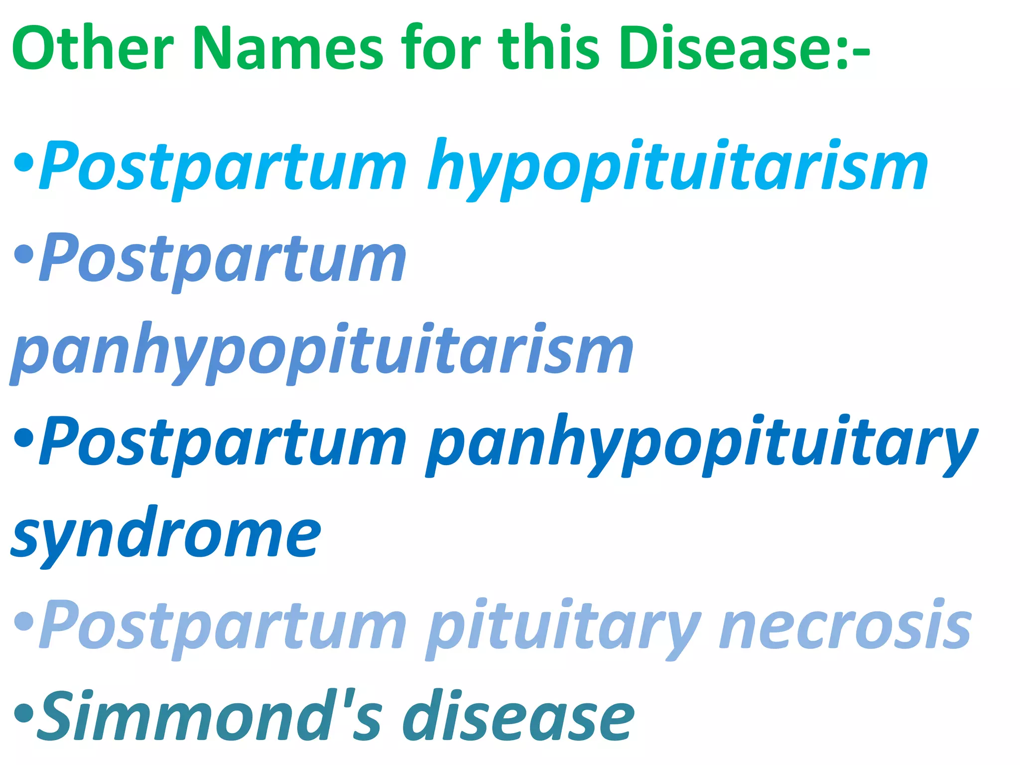 Sheehan's syndrome and simmond's syndrome | PPTX
