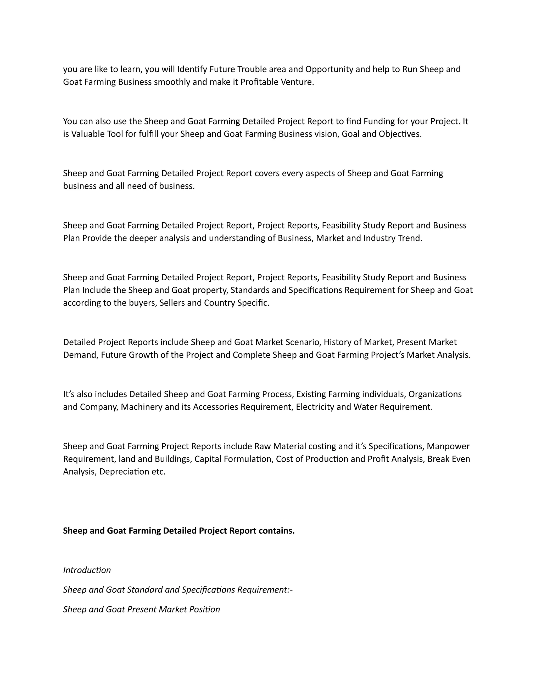 Sheep and Goat Farming Project Report and Business Idea | PDF