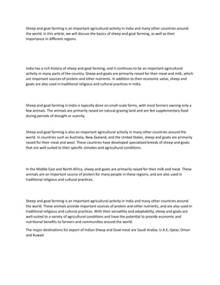 Sheep and Goat Farming Project Report and Business Idea | PDF