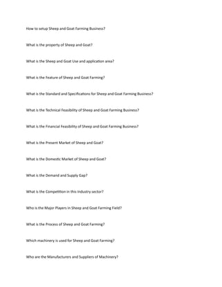 Sheep and Goat Farming Project Report and Business Idea | PDF