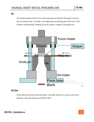 complete minor project report on manual punching die in pdf | PDF