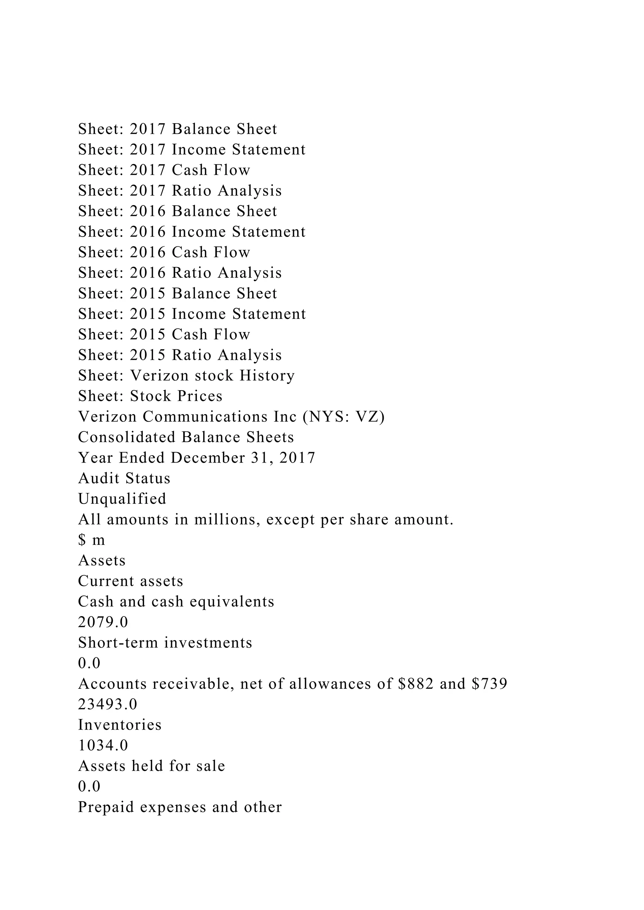 Sheet 2017 Balance SheetSheet 2017 Income StatementSheet 20.docx