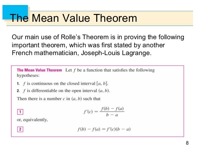 MEAN VALUE THEOREM