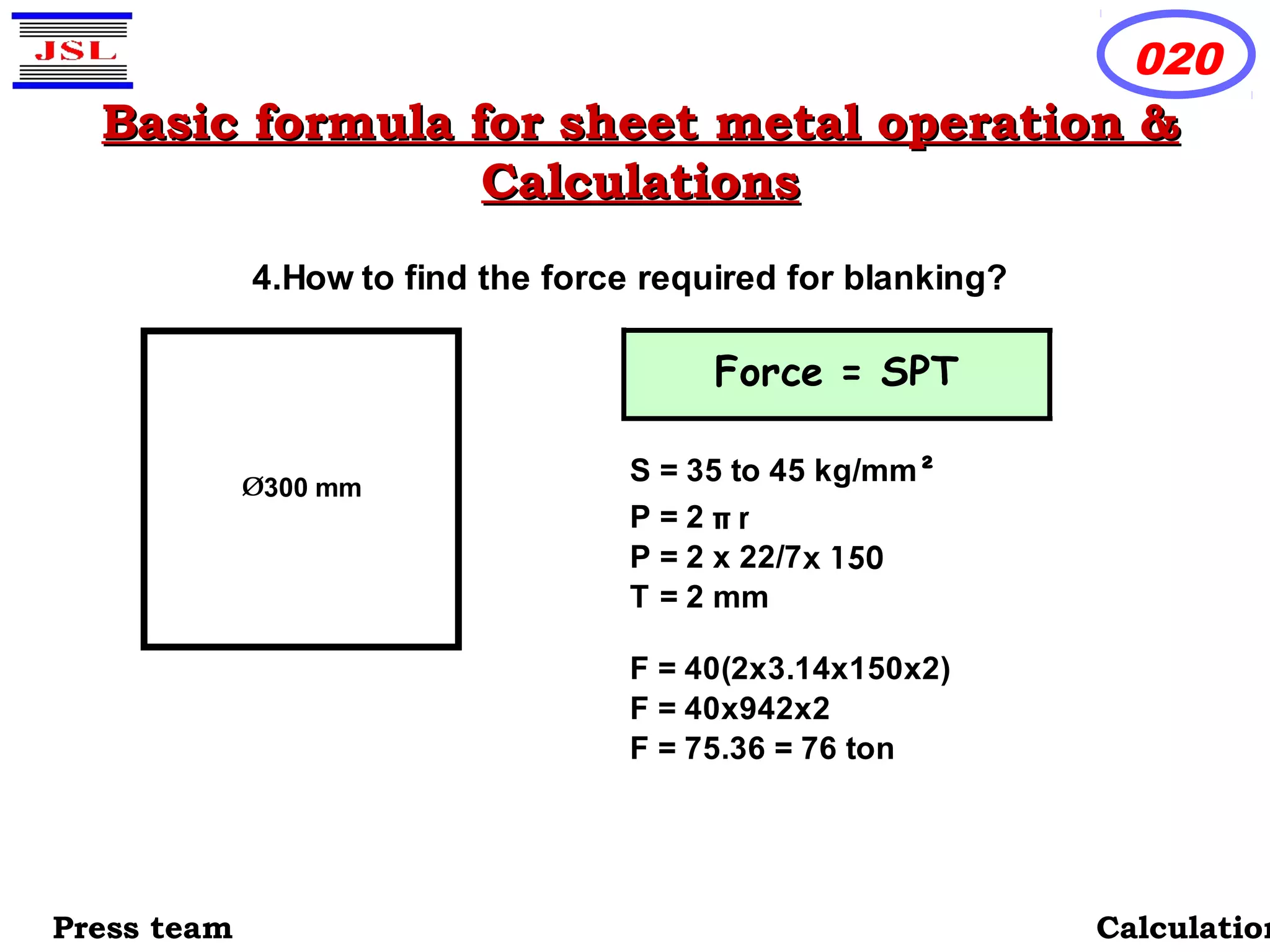 Sheet matel calculations | PPT
