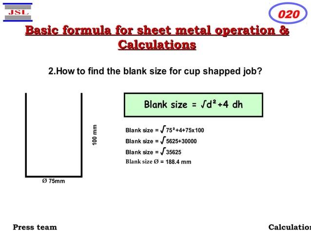 Sheet matel calculations | PPT | Physics | Science