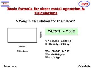 Sheet matel calculations | PPT