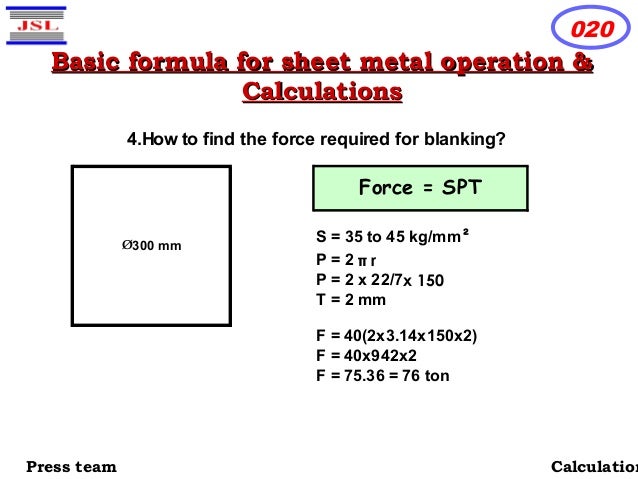Sheet matel calculations