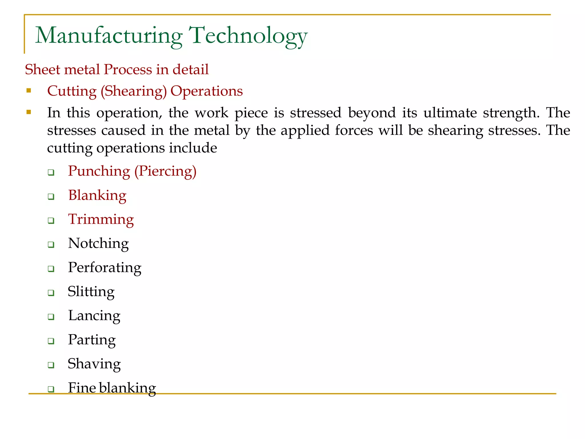 Sheetmetaloperations 6 part a | PDF