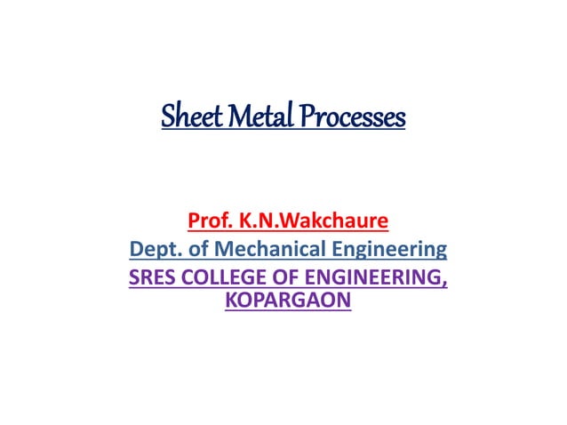 Sheet metal processes | PPT