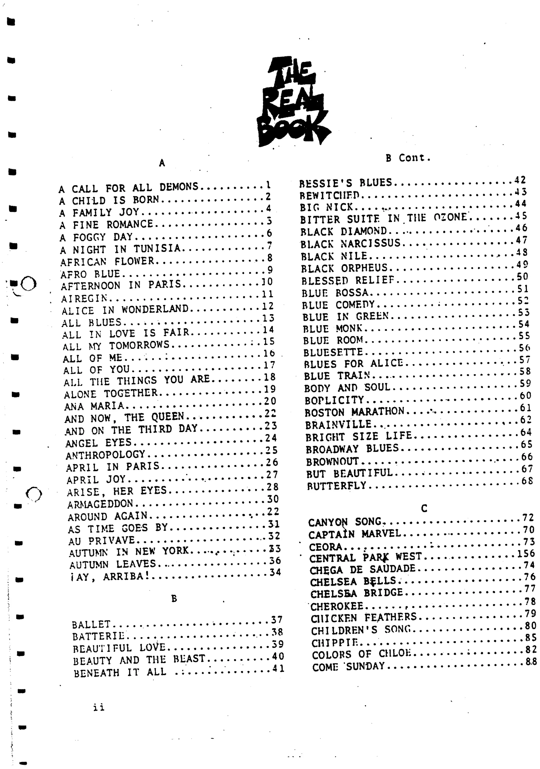 [Sheet music score - piano] the real book of jazz volume i | PDF