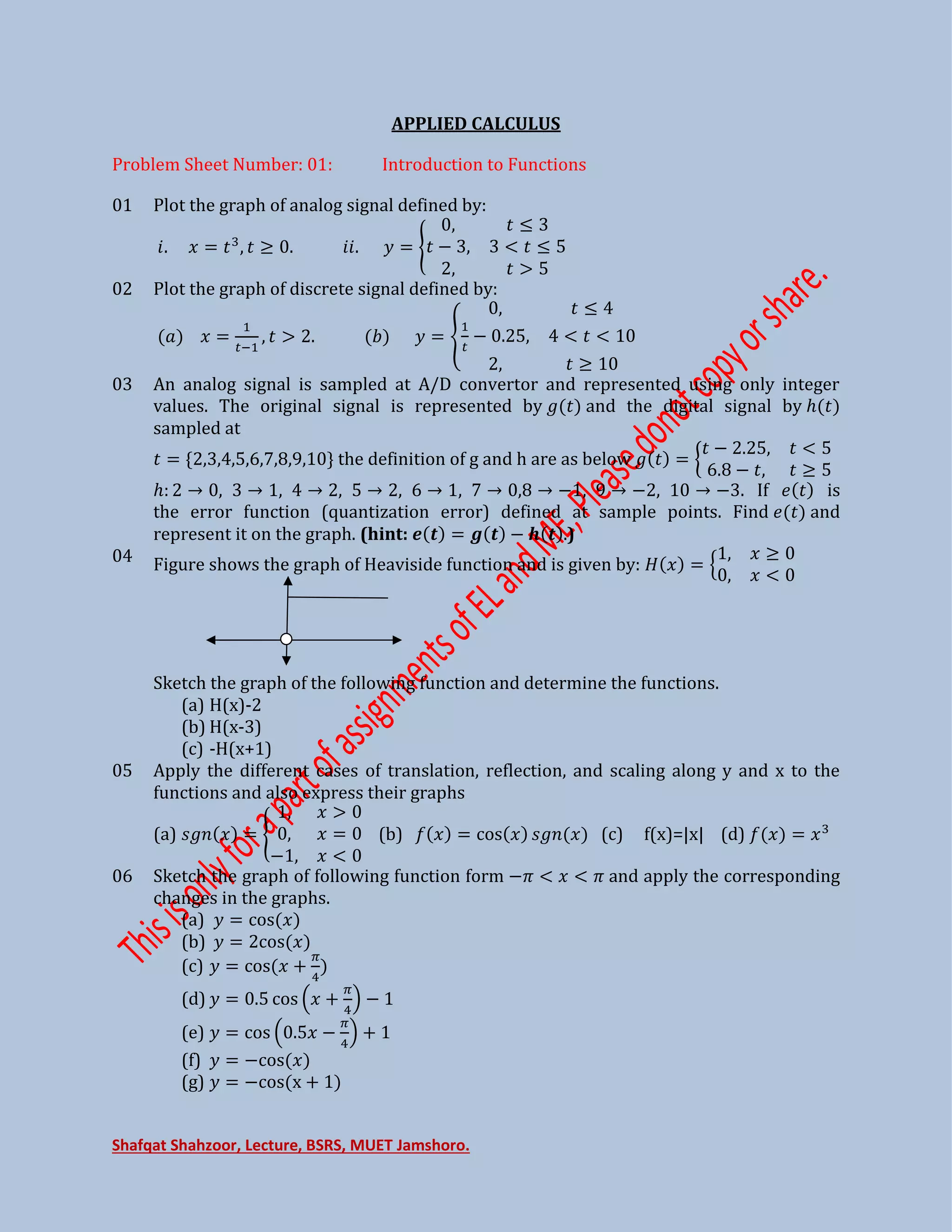 Sheet no 1 | PDF